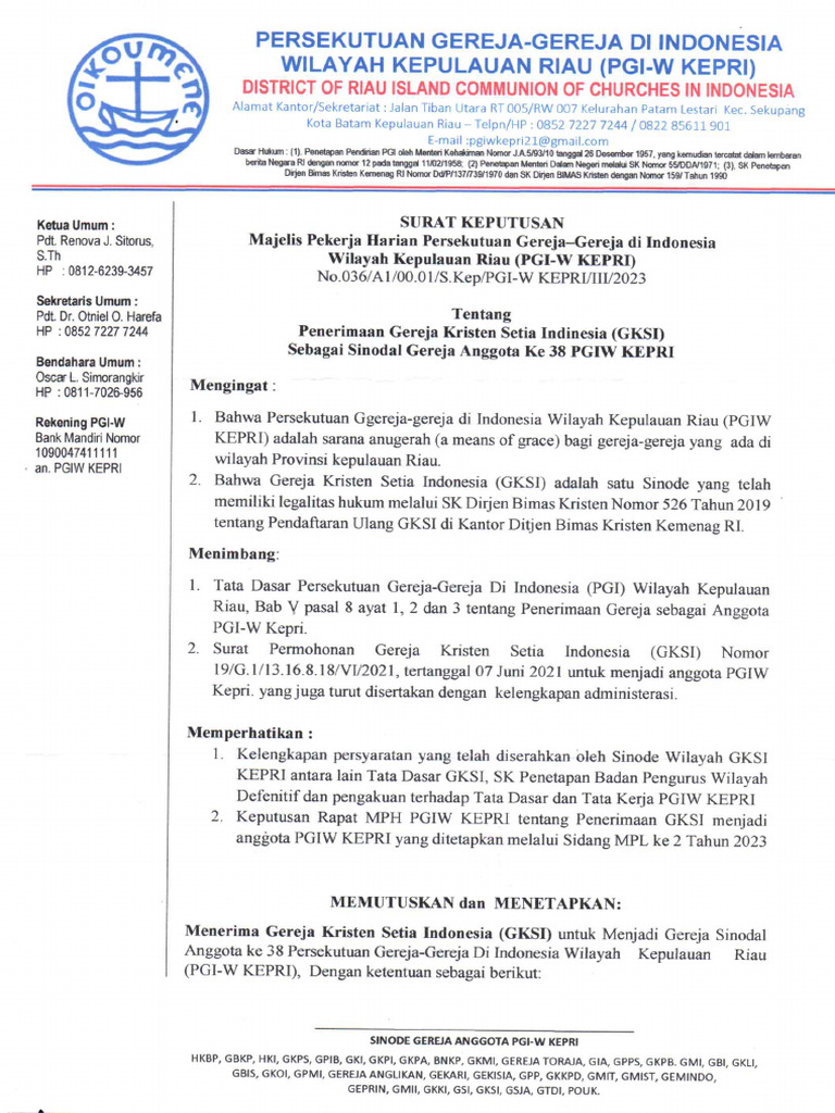 SK GKSI PGI Batam | PDF