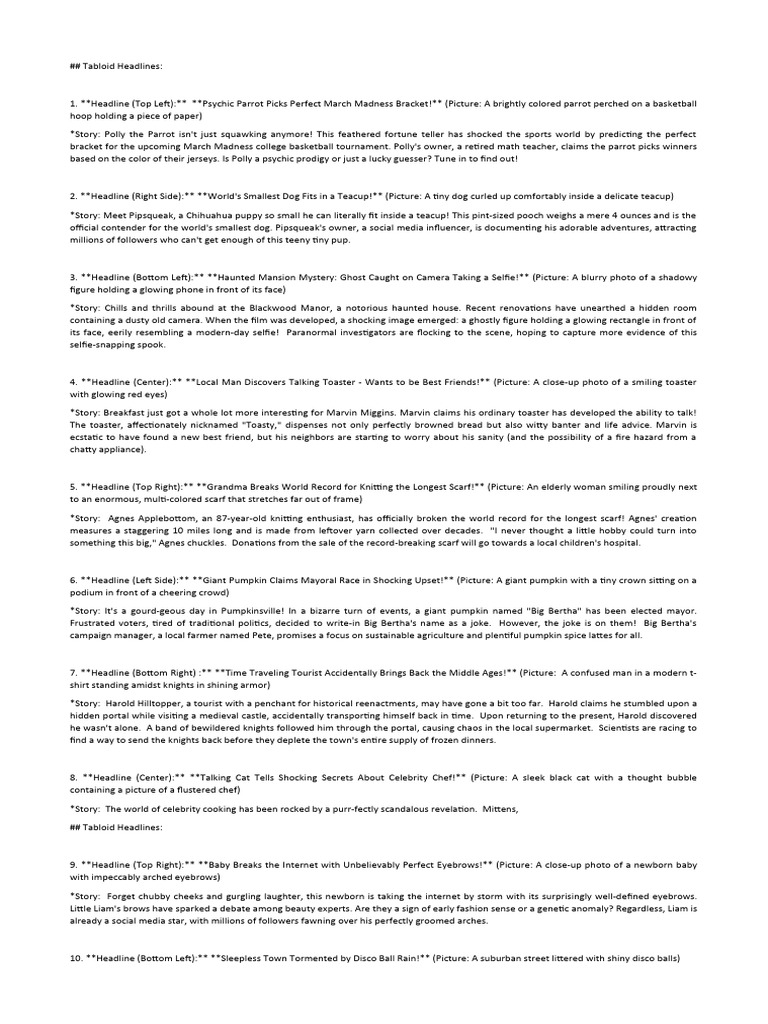 Tabloid Headlines | PDF