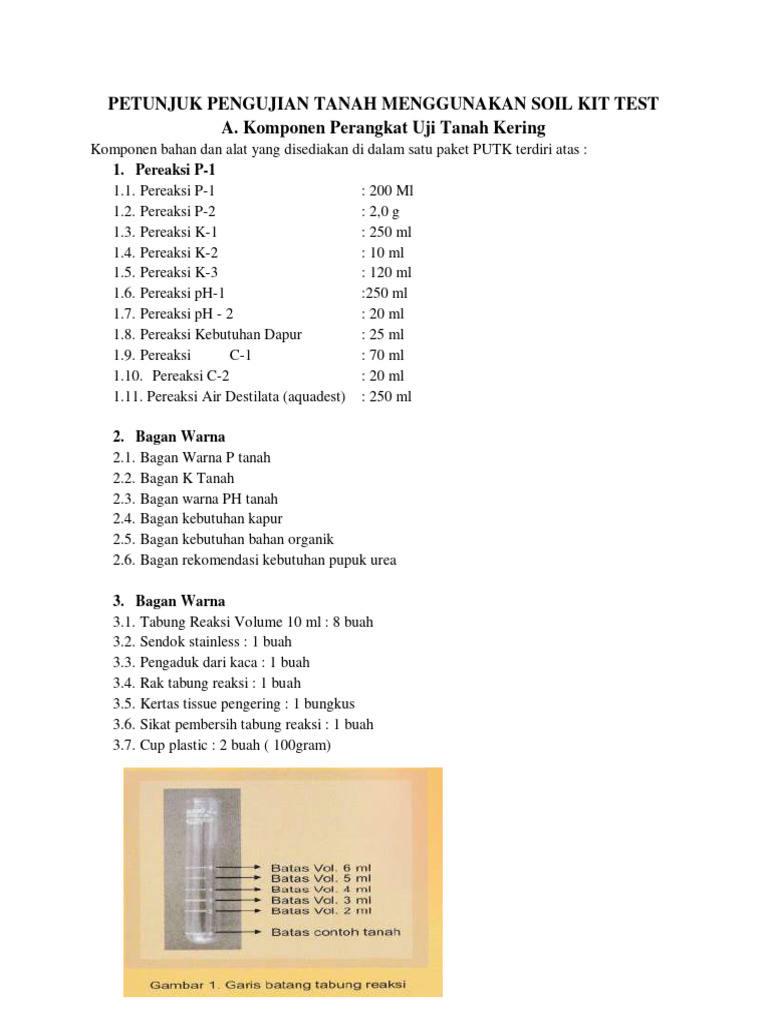 1petunjuk Pengujian Tanah Menggunakan Soil Kit Test | PDF