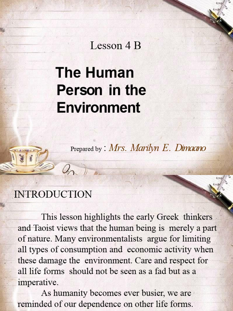 Lesson 4 B - The Human Person in The Environment | PDF | Tao | Yin And Yang