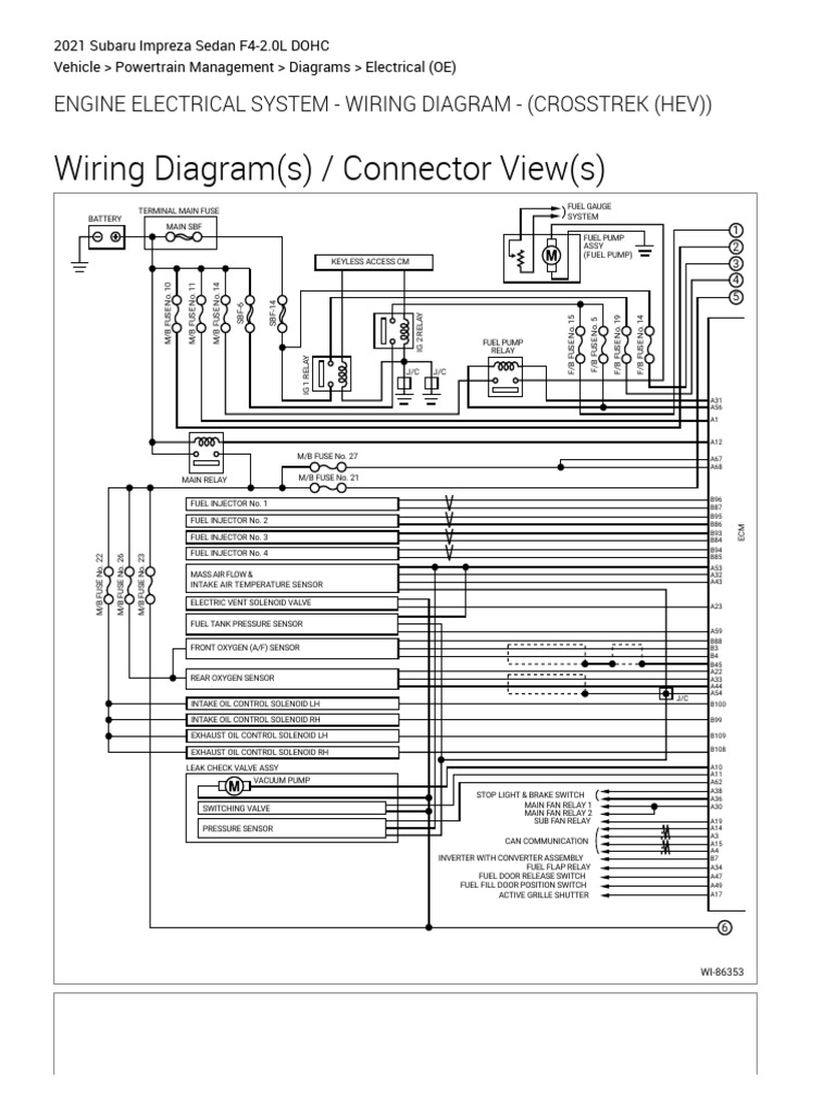 Engine Electrical System Wiring Diagram Crosstrek HEV Powertrain | PDF ...