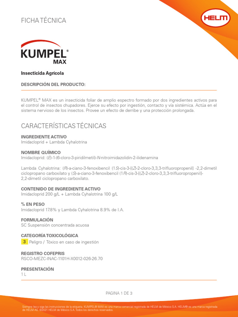 Kumpel Max Ficha Tecnica 2021 | PDF | Insectos | Insectos y humanos