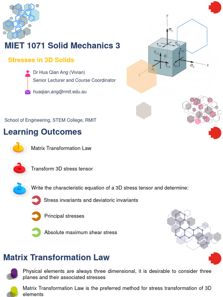 Topic 2 Stresses in 3D Solids | PDF | Stress (Mechanics) | Geometry