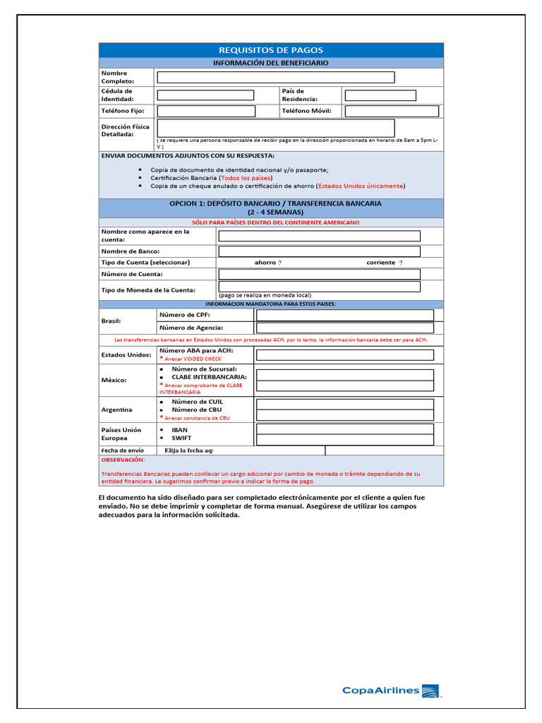 Requisitos de Pagos Cuscare - V - Ach | PDF | Transferencia bancaria | Bancos