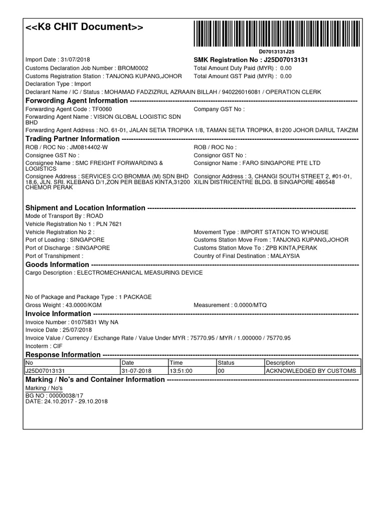 S0643 - Perumal (K8) | PDF | Cargo | Transport
