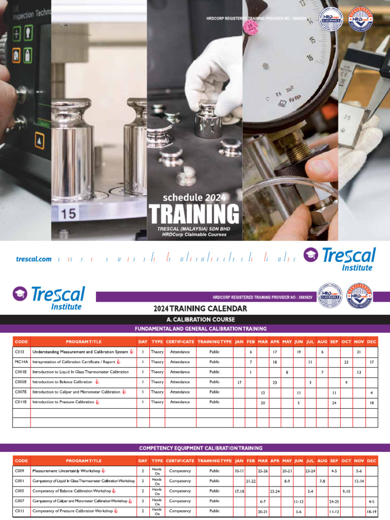 2024 Trescal Traning Calendar | PDF