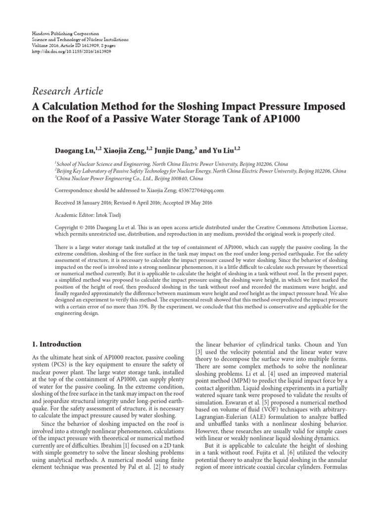 A Calculation Method For The Sloshing Impact Press | PDF | Waves | Pressure