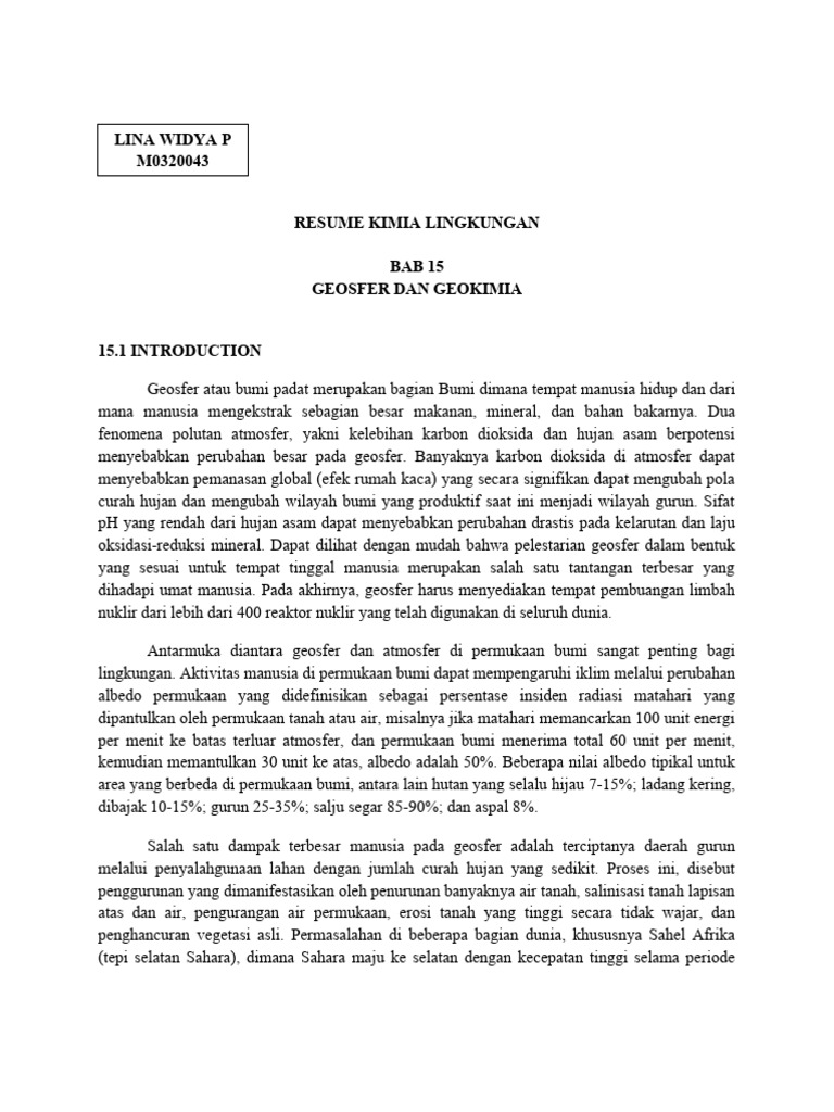 Resume Kimling Bab 15 | PDF