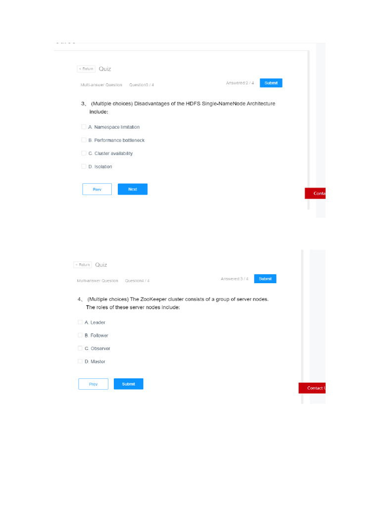 Quiz Hdfs Zookeeper | PDF