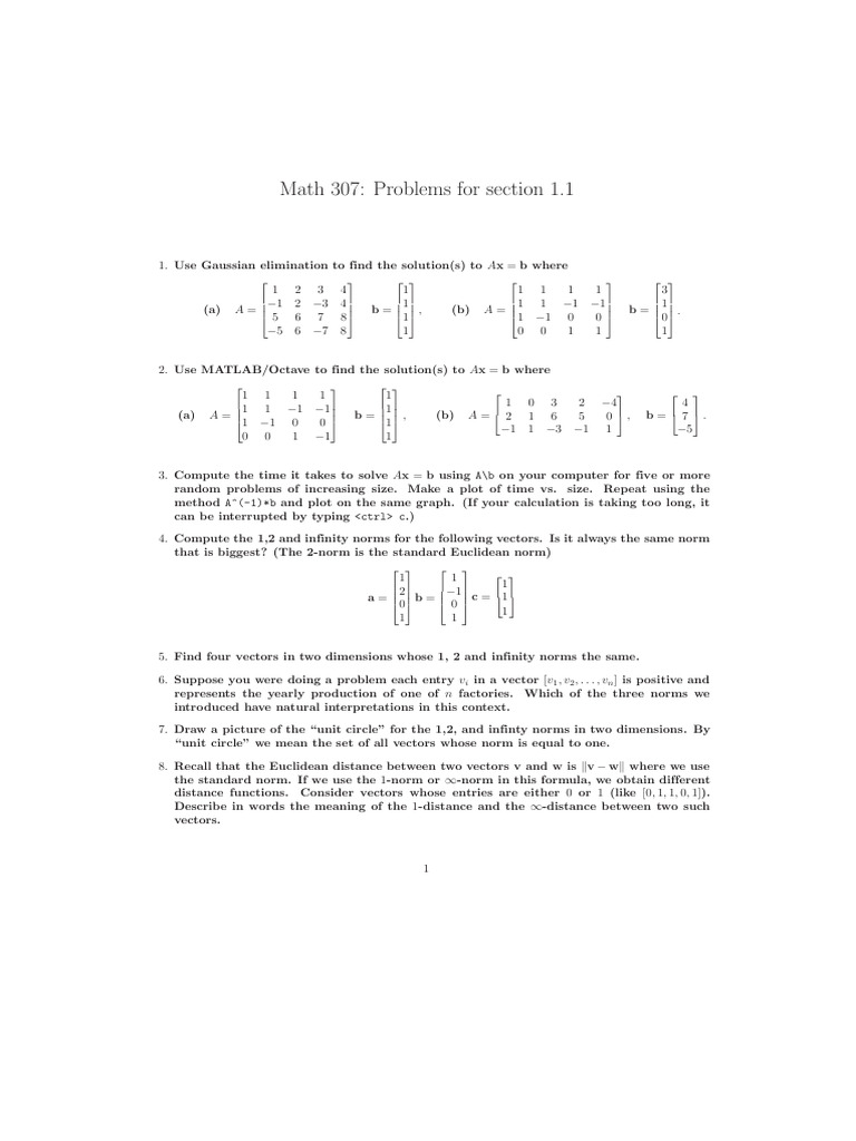 The University of British Columbia Assignment Problems and Solutions Summer 2011 Math307 | PDF ...