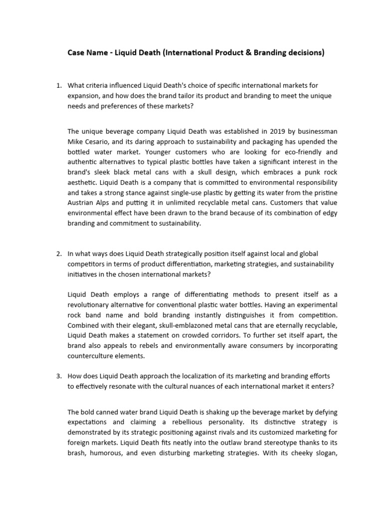 Liquid Death Case Study | PDF | Brand | Corporate Social Responsibility