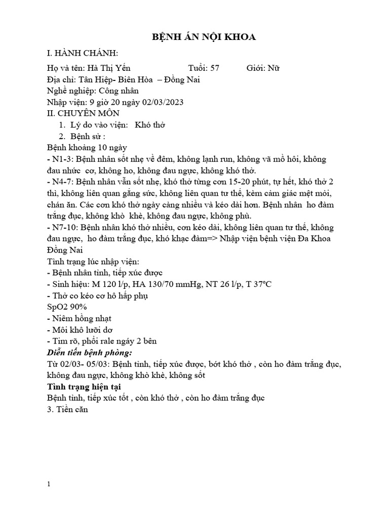 Bệnh Án - HSCC | PDF