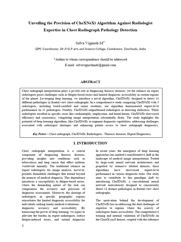 Algorithmic Precision in Chest Radiograph Interpretation | PDF ...