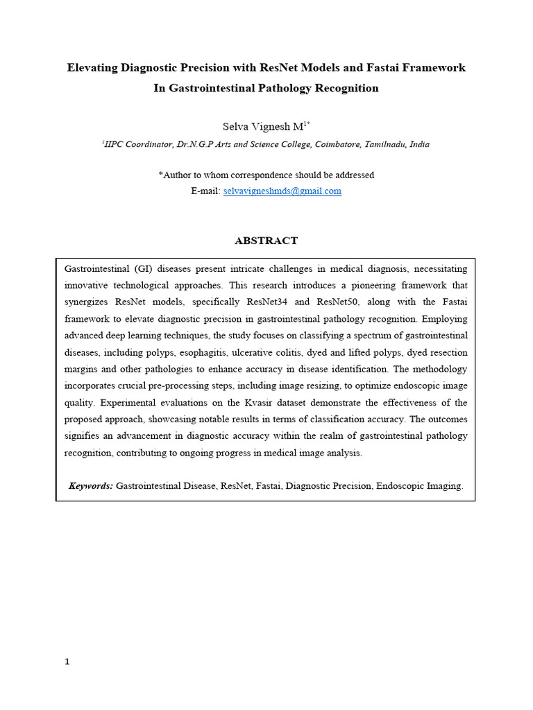 Elevating Diagnostic Precision with ResNet Models and Fastai Framework ... Elevating Diagnostic Precision with ResNet Models and Fastai Framework ...