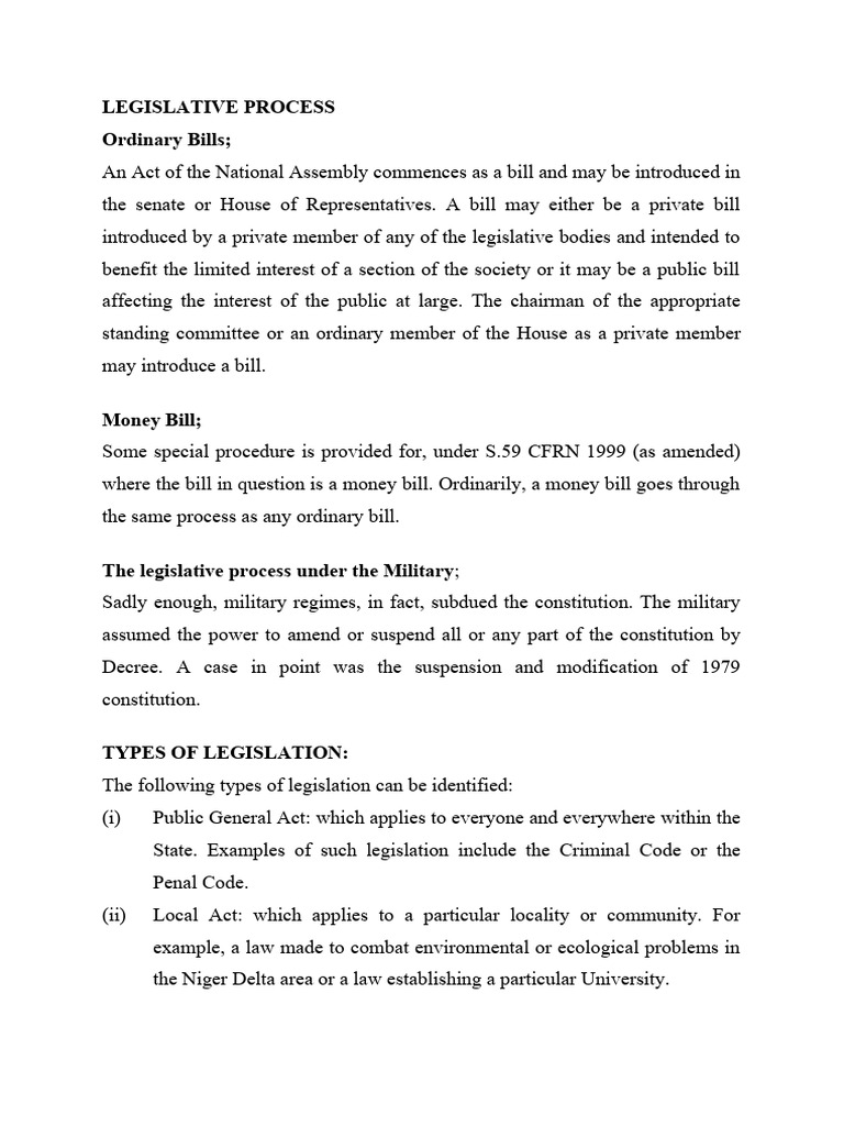 Legislative Process | PDF | Bill (Law) | Constitution