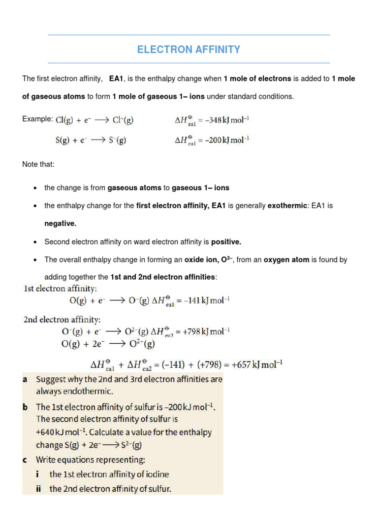 Electron Affinity | PDF | Teaching Methods & Materials | Science & Mathematics