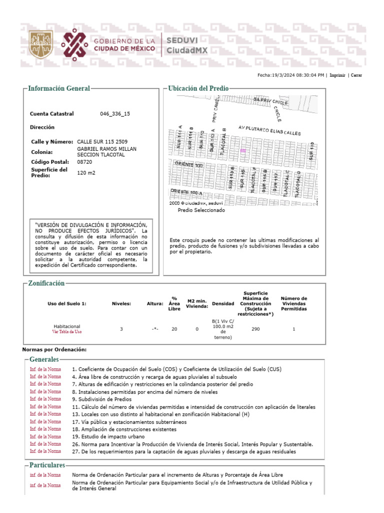 Normatividad Uso de Suelo Sur 115 2905 Iztacalco | Descargar gratis PDF ...