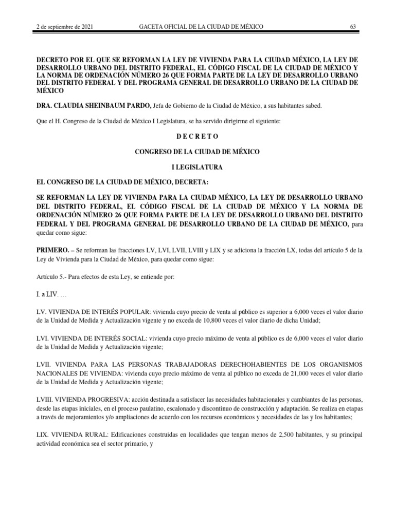 GOCDMX - BIS - 02 - 09 - 2021-63-68 Aplicación de La Norma 26 | PDF ...