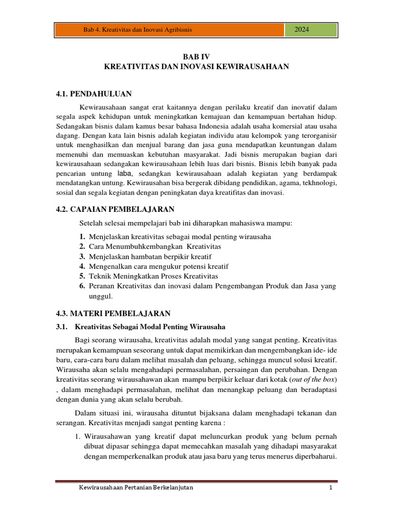 4. BAB IV. KREATIVITAS INOVASI 2024 | PDF