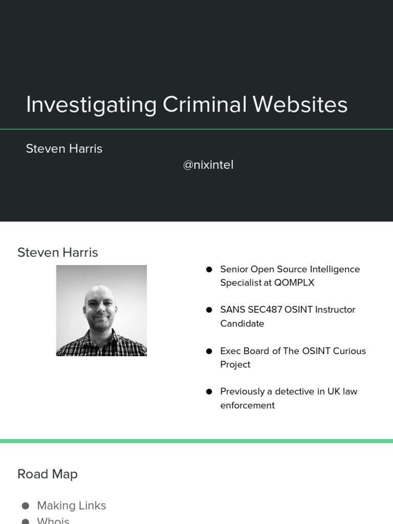 Investigating Criminal Websites - Steven Harris - Skopenow 2022 | PDF ...