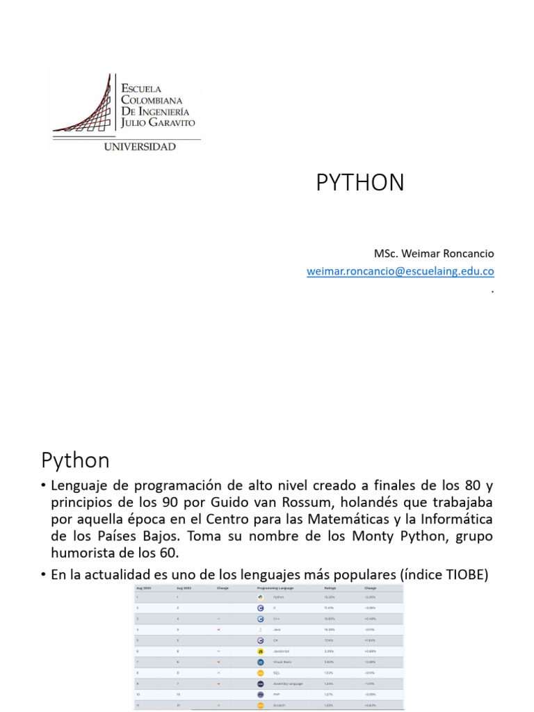 Python | PDF | Python (lenguaje de programación) | Tecnologías de la información