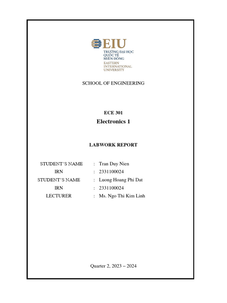 Report Lab1 | PDF | Electronics | Electrical Engineering