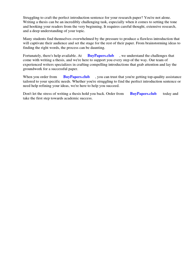 Good Introduction Sentence For Research Paper | PDF