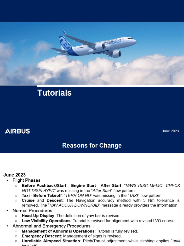 A320 Tutorials Standard With Enhanced SOP - June 2023 | PDF | Aviation | Aircraft
