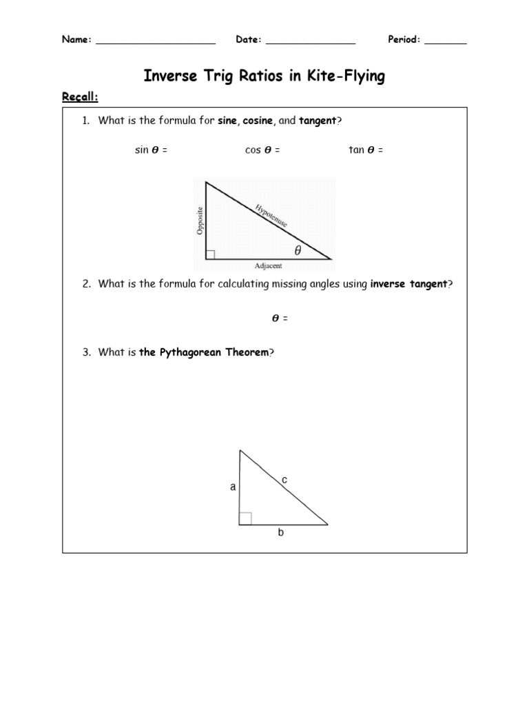 Inverse Trig Ratios Worksheet | PDF | Trigonometry | Trigonometric ...
