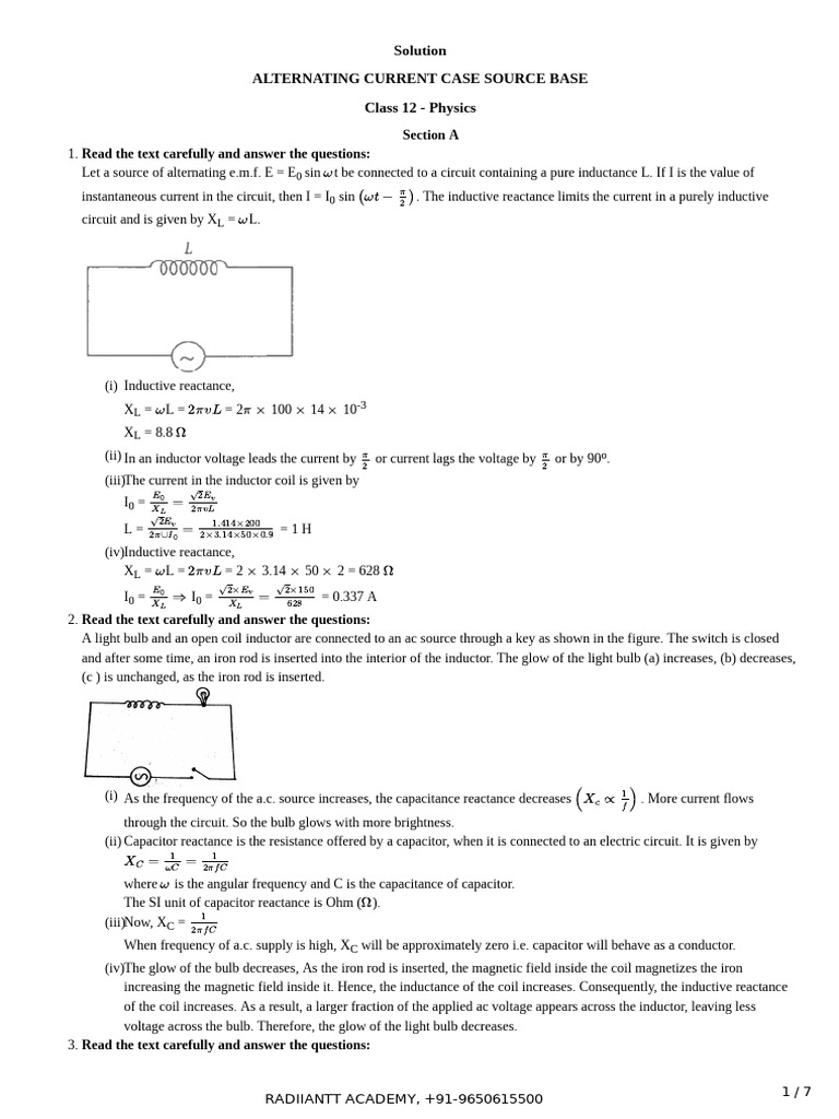 AC Circuit Analysis and Reactance | PDF | Inductor | Capacitor