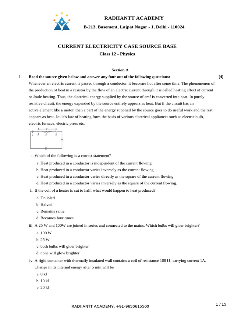 Current Electricity Case Source Base | PDF | Electrical Resistance And ...