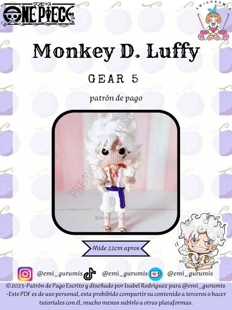 Patrón Amigurumi Luffy Gear 5 | PDF