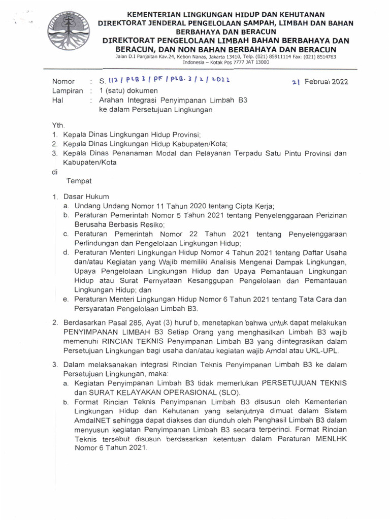 Surat Arahan Integrasi Penyimpanan Lb3 | PDF