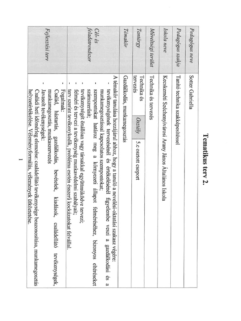 Tematikus Terv 2 | PDF