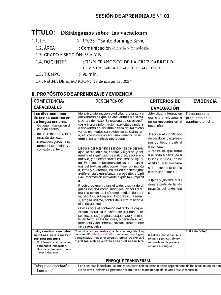 SESIÓN DE APRENDIZAJE # 10 Cyt | PDF | Cognición