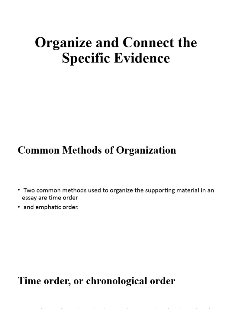 Organize and Connect The Specific Evidence | PDF