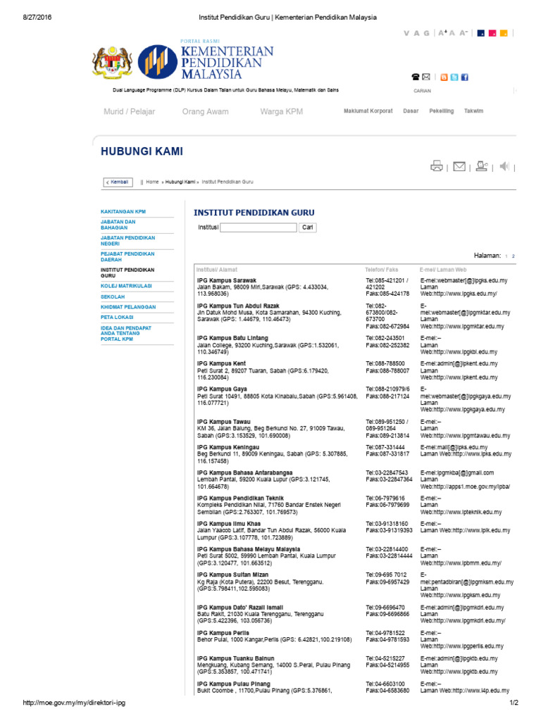 Institut Pendidikan Guru - Kementerian Pendidikan Malaysia | PDF
