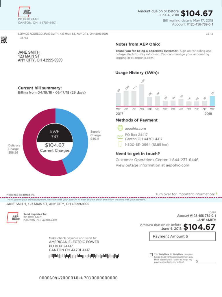 Ohio Sample Billl | PDF | Electric Power Distribution | Electric Power ...
