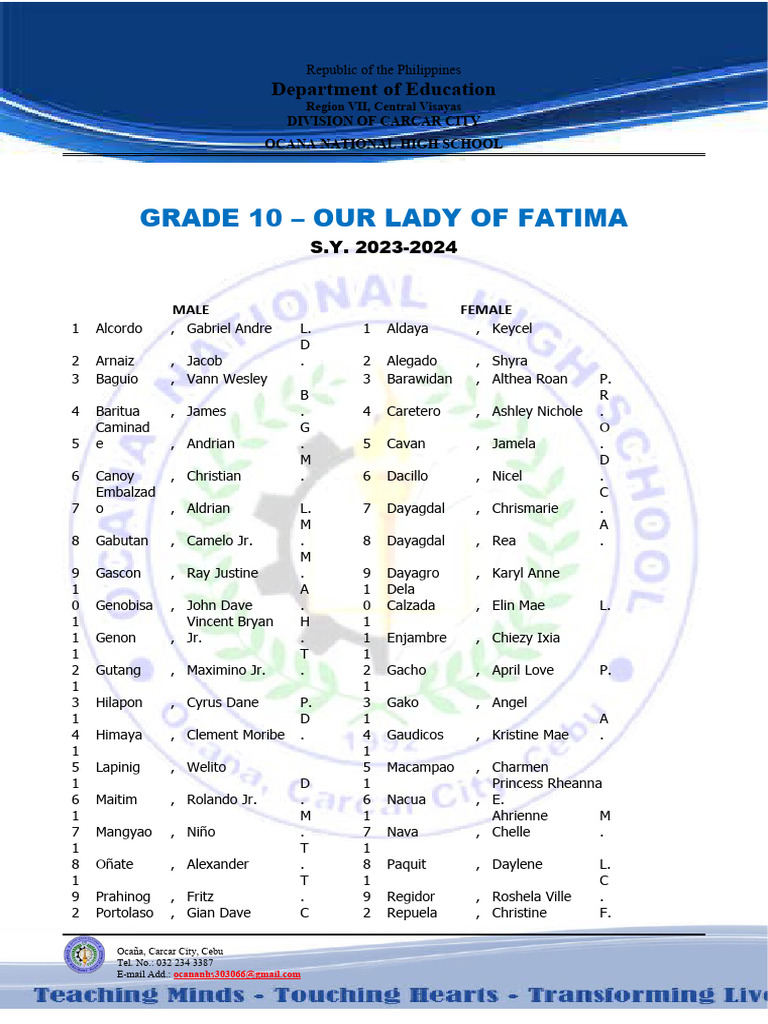 Gr. 10 OLF 2023 2024 | PDF