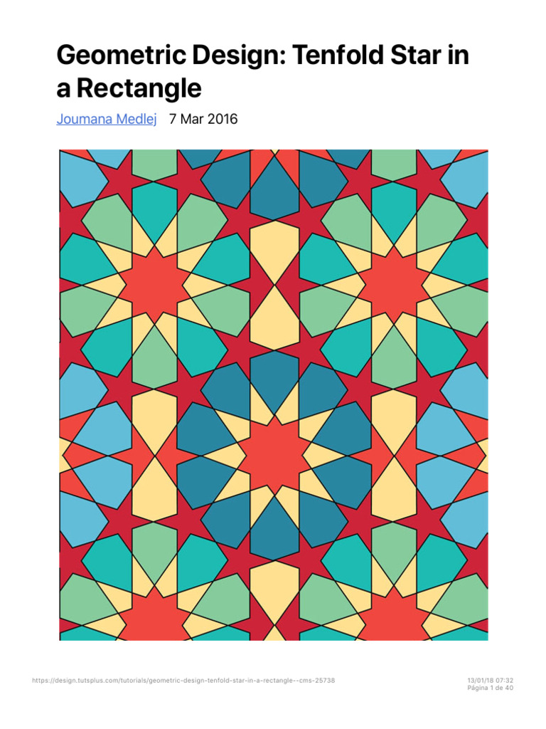 Geometric Design - Tenfold Star in A Rectangle | PDF | Circle | Rectangle