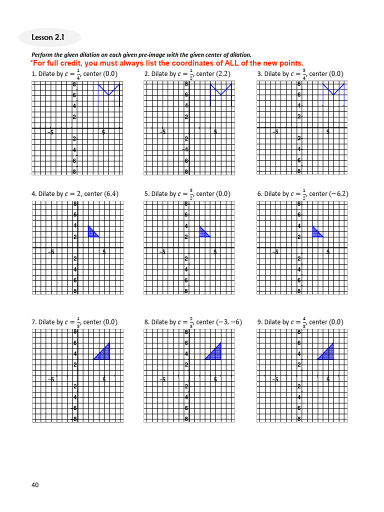 Day 1 Dilations Worksheet #1 | PDF