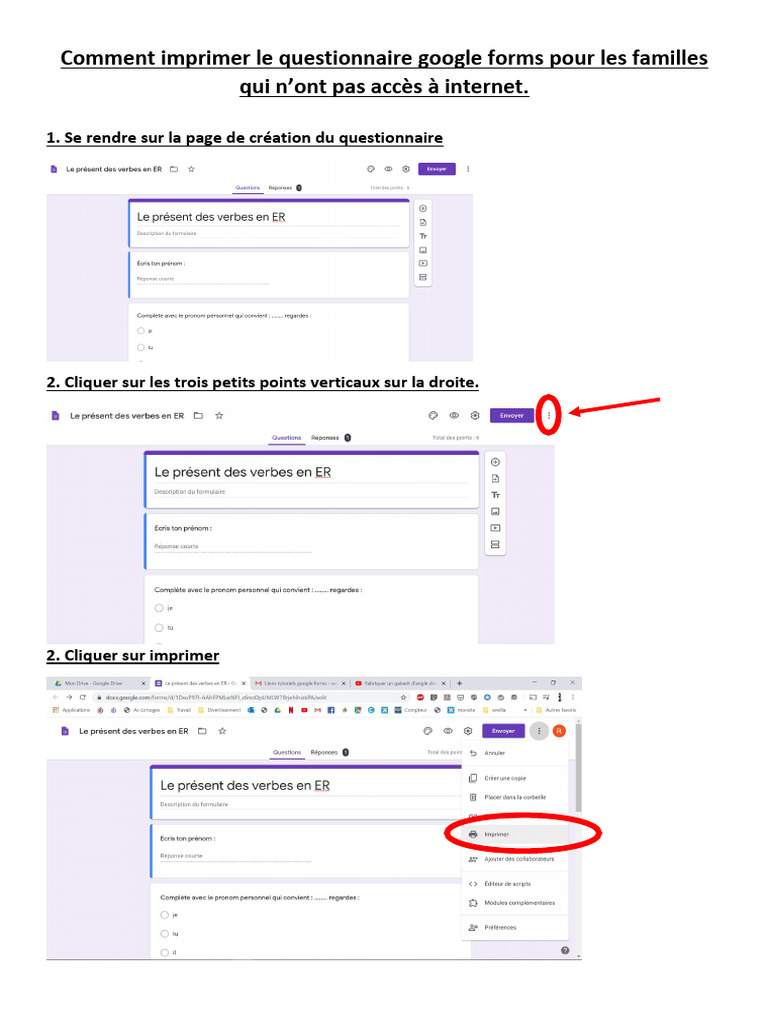 Imprimer un questionnaire Google Forms | PDF