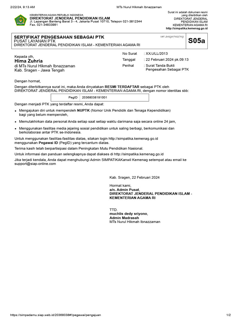 MTs Nurul Hikmah Ibnazzaman - pdf.HIMA | PDF