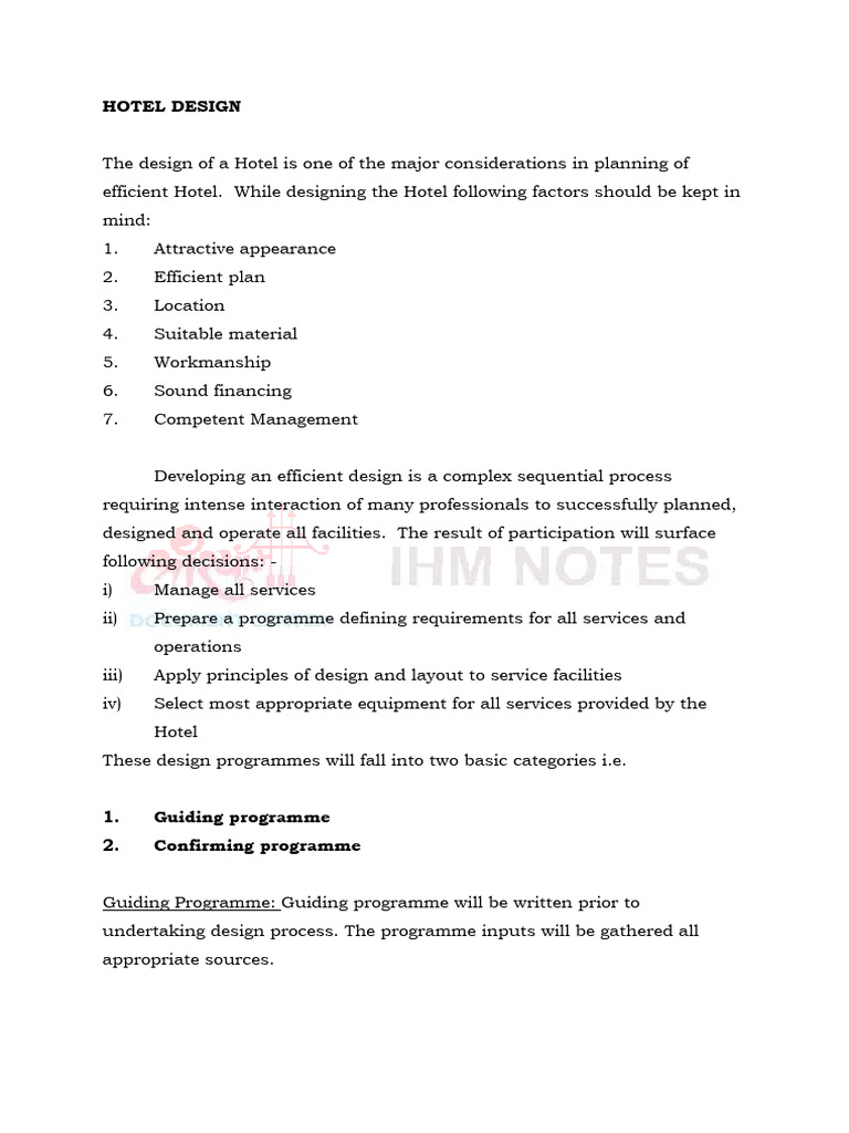 Ch-1 Hotel Design | PDF | Hotel