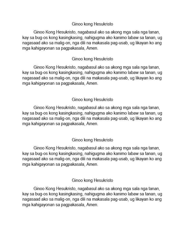 Ginoo kong Hesukristo | PDF