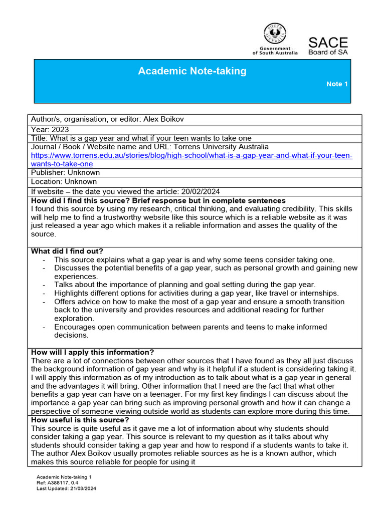 Note Taking | PDF | Credibility | Experience