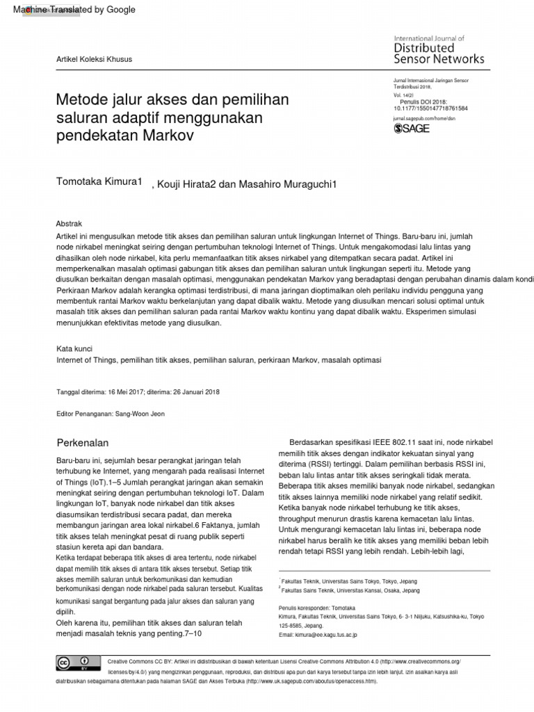 Kimura Et Al 2018 Adaptive Access Point and Channel Selection Method Using Markov Approximation ...