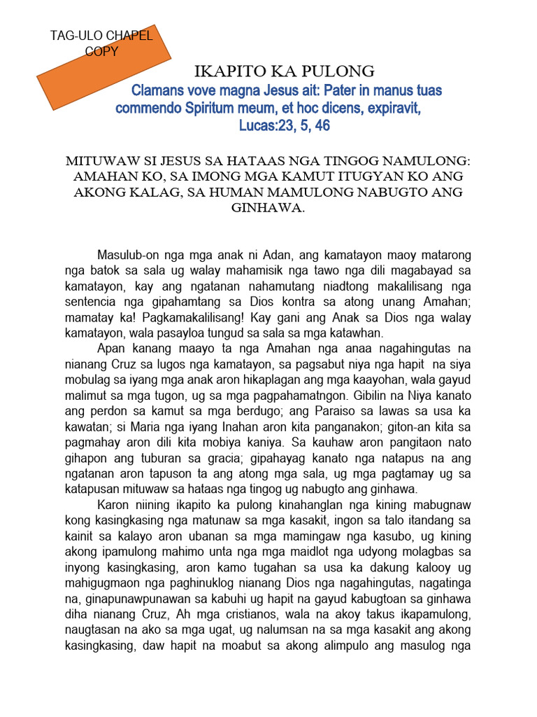 IKAPITO KA PULONG (Siete Palabras | PDF