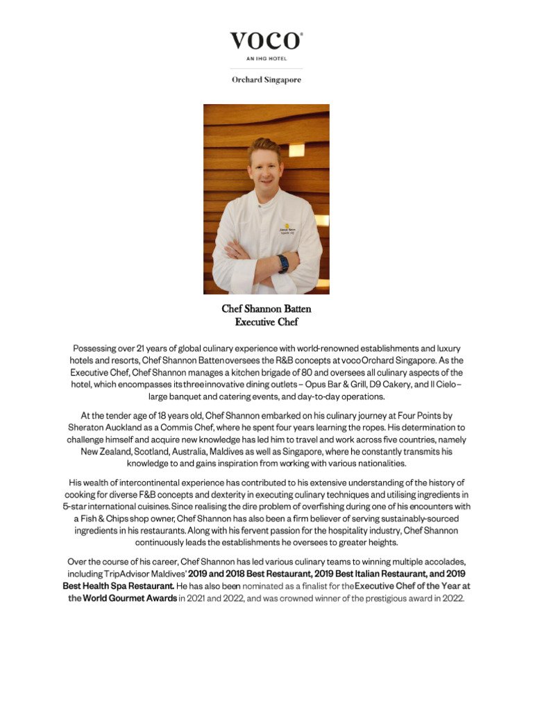 Chef Shannon Batten Bio | PDF
