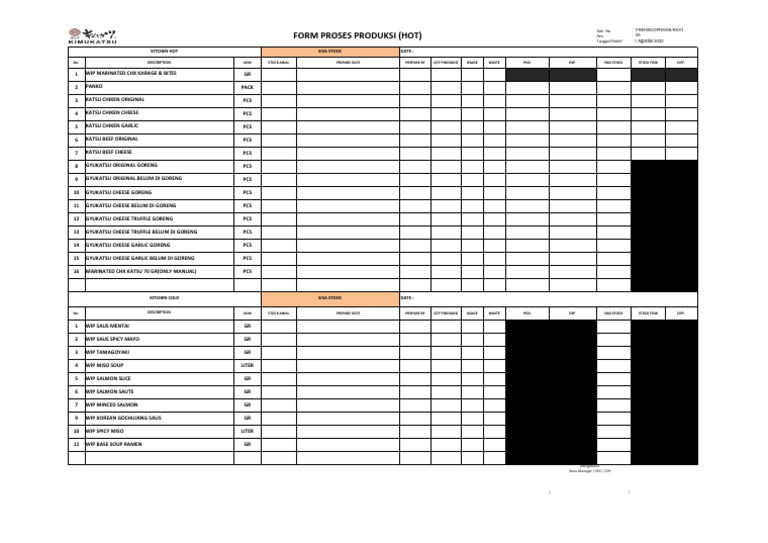 FRM OPS 01 - Form Proses Produksi (Rev 05) - Hot Cold-1 | Download Free ...